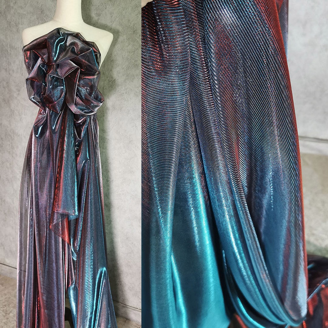 Iridescent Glowing Fabric 2way Stretch Soft Smooth Ombre Fabric 2tone ...