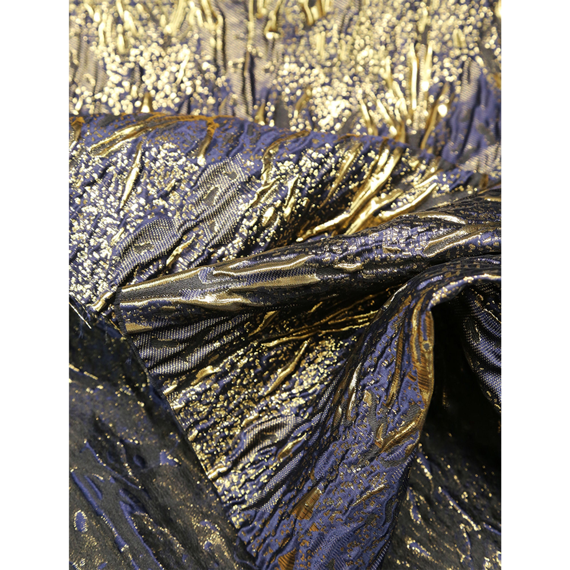 Retro Gilding Gold/navy Jacquard Brocaded Fabrics, Bump Design Fabric ...