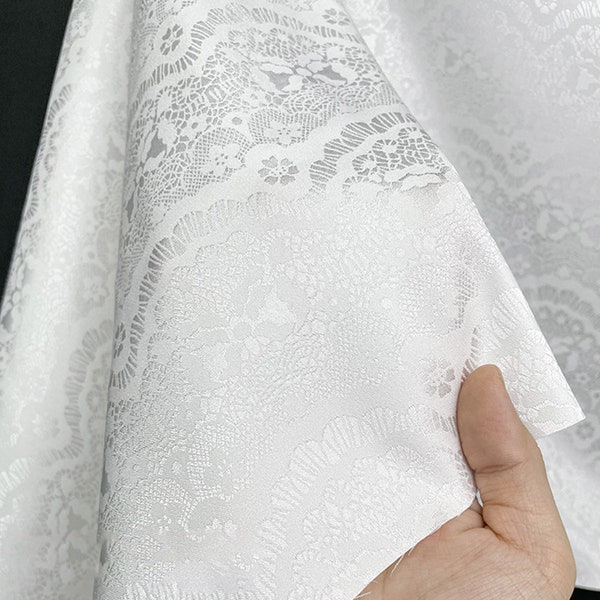 Embossed White Floral Fabric - Etsy