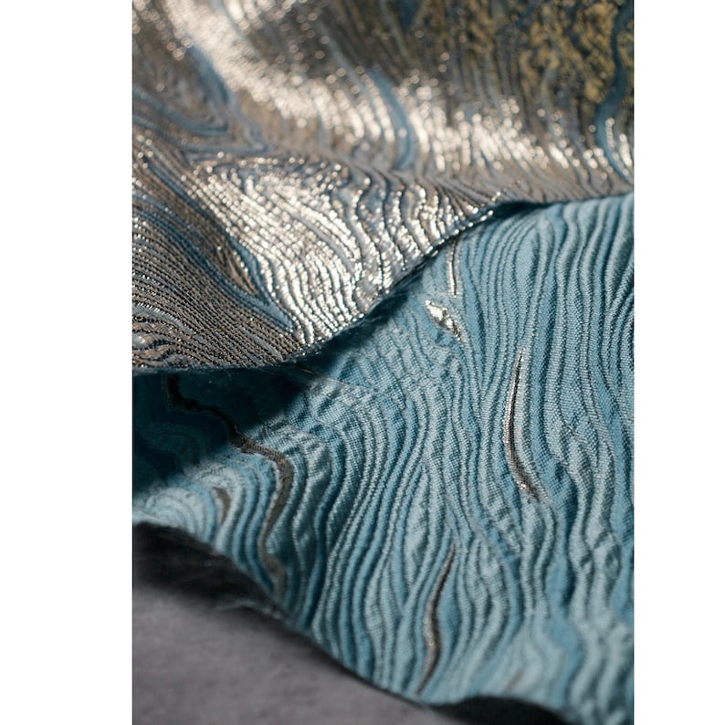 Chinese Traditional 3D Ocean Waves Silk Rayon Jacquard Brocade Fabric ...