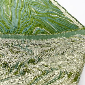 Green 3D Ocean Waves Silk Rayon Jacquard Brocade Fabric, Designer ...