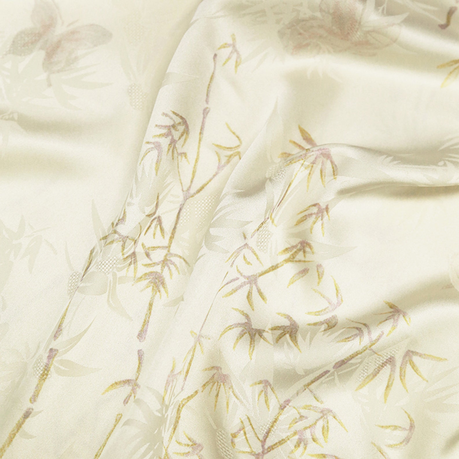 Silky Satin Jacquard Brocaded Fabric Soft Smooth Floral Embroidered ...