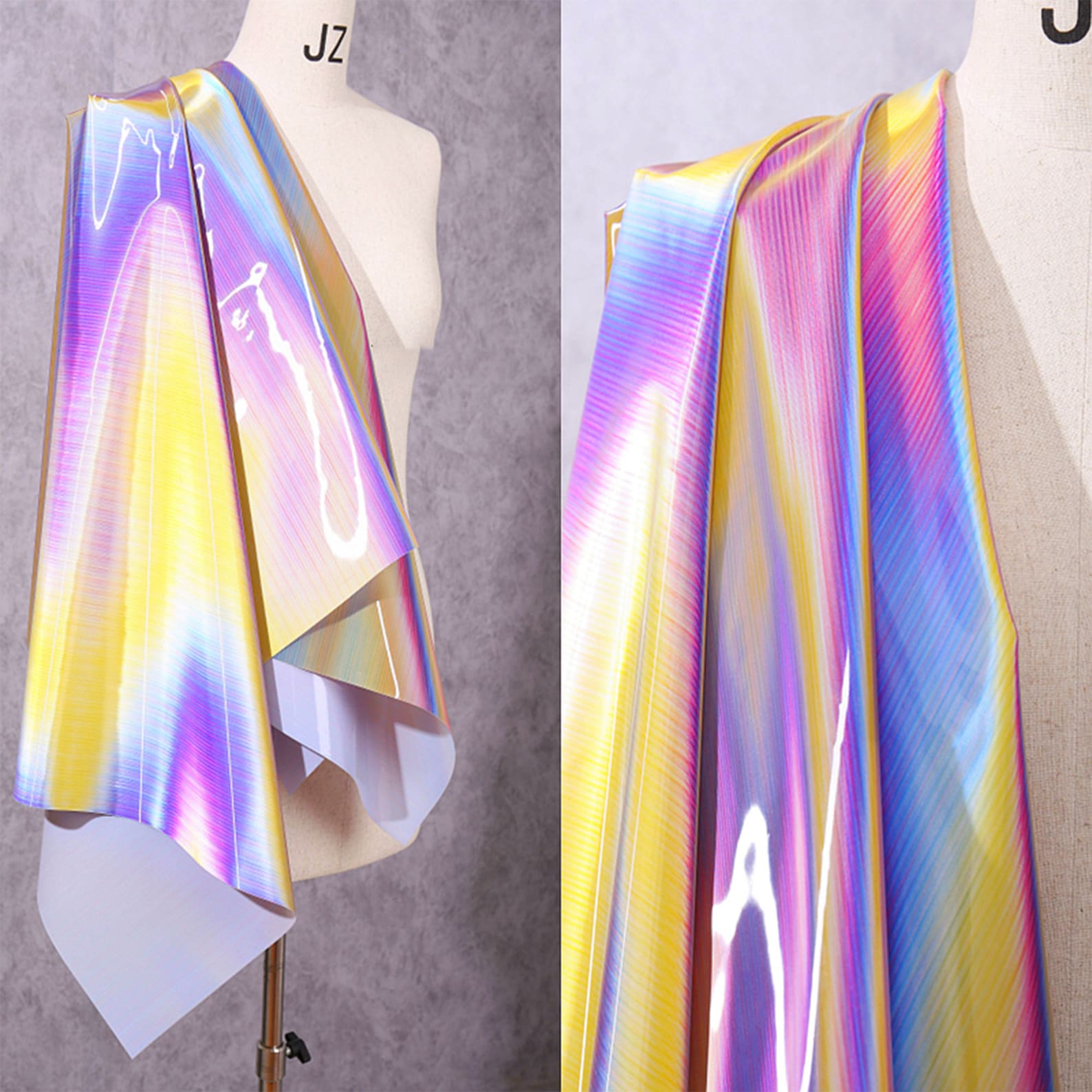 3D Reflective Ombre TPU Fabric Rainbow Unicorn Hologram Iridescent PVC ...