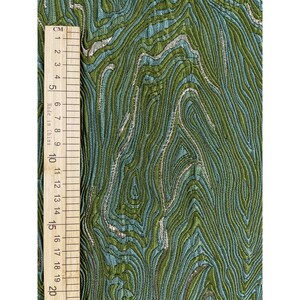 Green 3D Ocean Waves Silk Rayon Jacquard Brocade Fabric, Designer ...