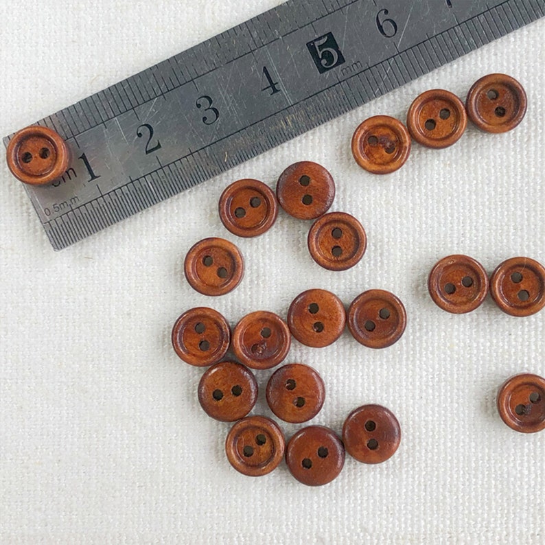 9mm Brown Wooden Buttons 2-holes Sewing Crafts Mini Doll - Etsy