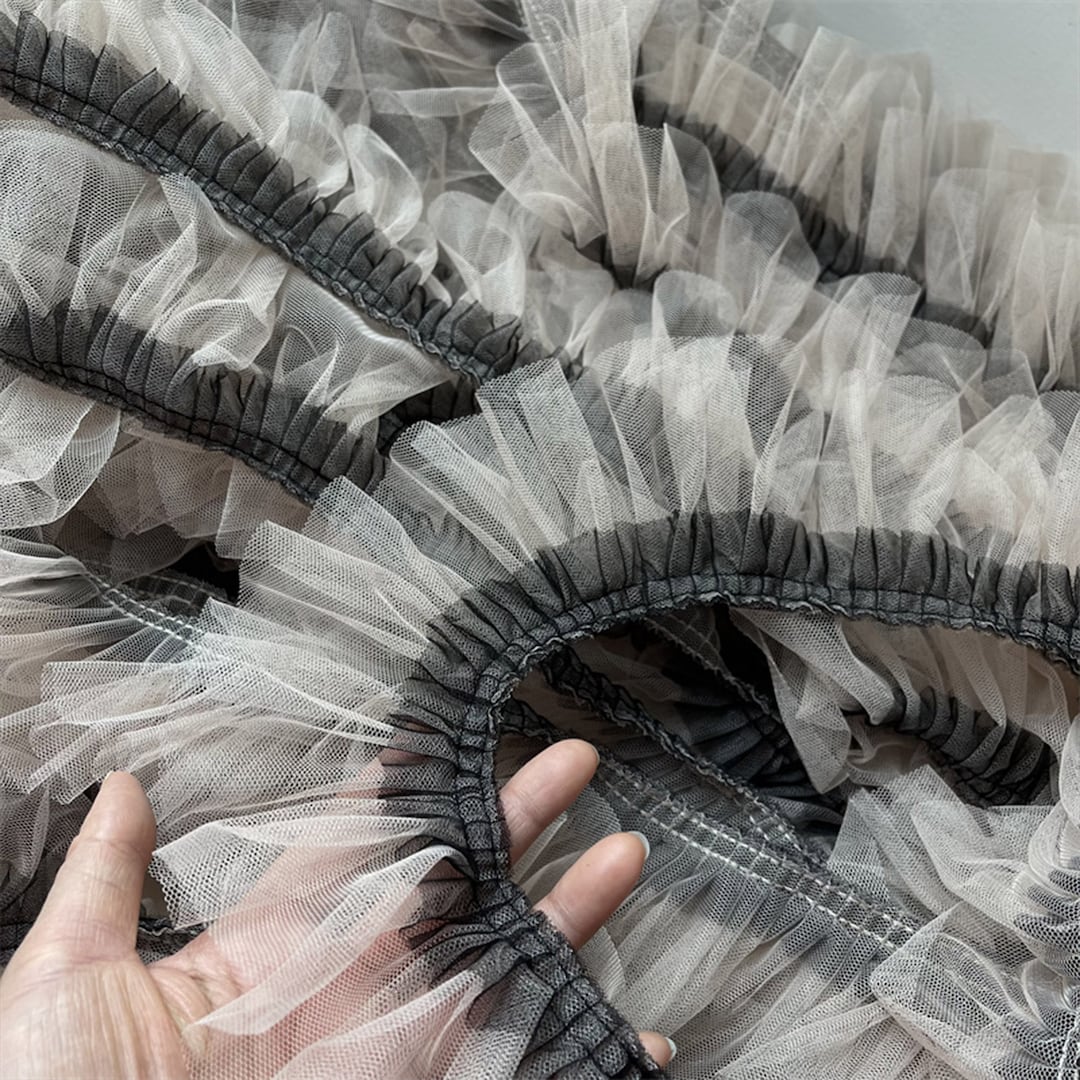 3 Colors Pleated Lace Trim Fabric Tutu Tulle Ruffled Floding Lolita ...