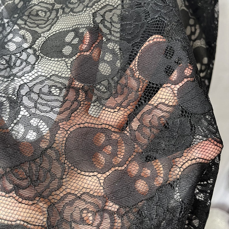 Whit/black Skull Lace Fabric Non-stretch Cosplay Fabric Lace - Etsy