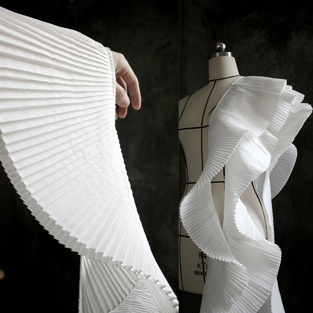 Off White Ruffle Pleated Trim Fabric Ruffled Accordion Dress Skirt ...