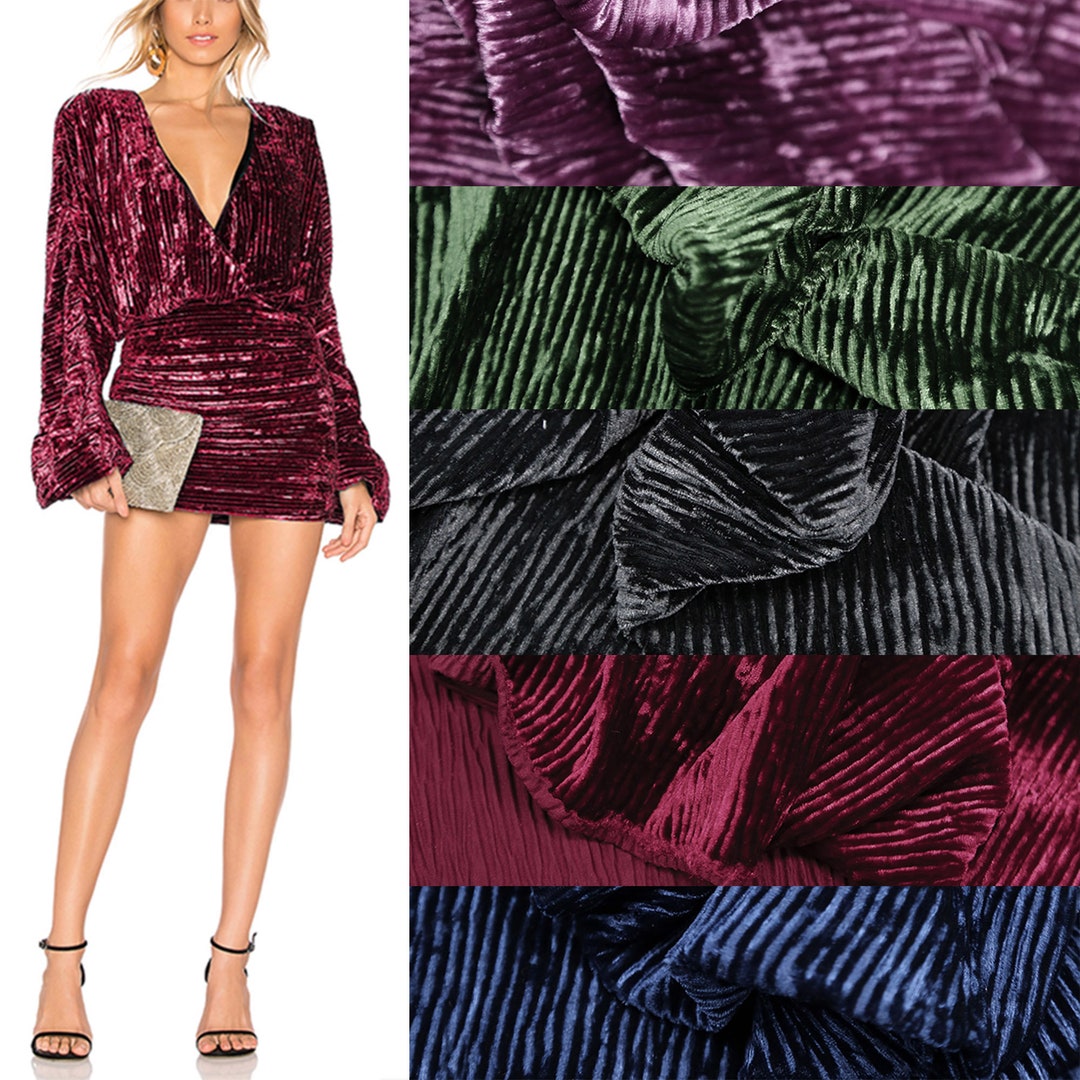 6 Colors Pleated Velvet Fabric Fold Fabric Autumn and Winter Stretch ...