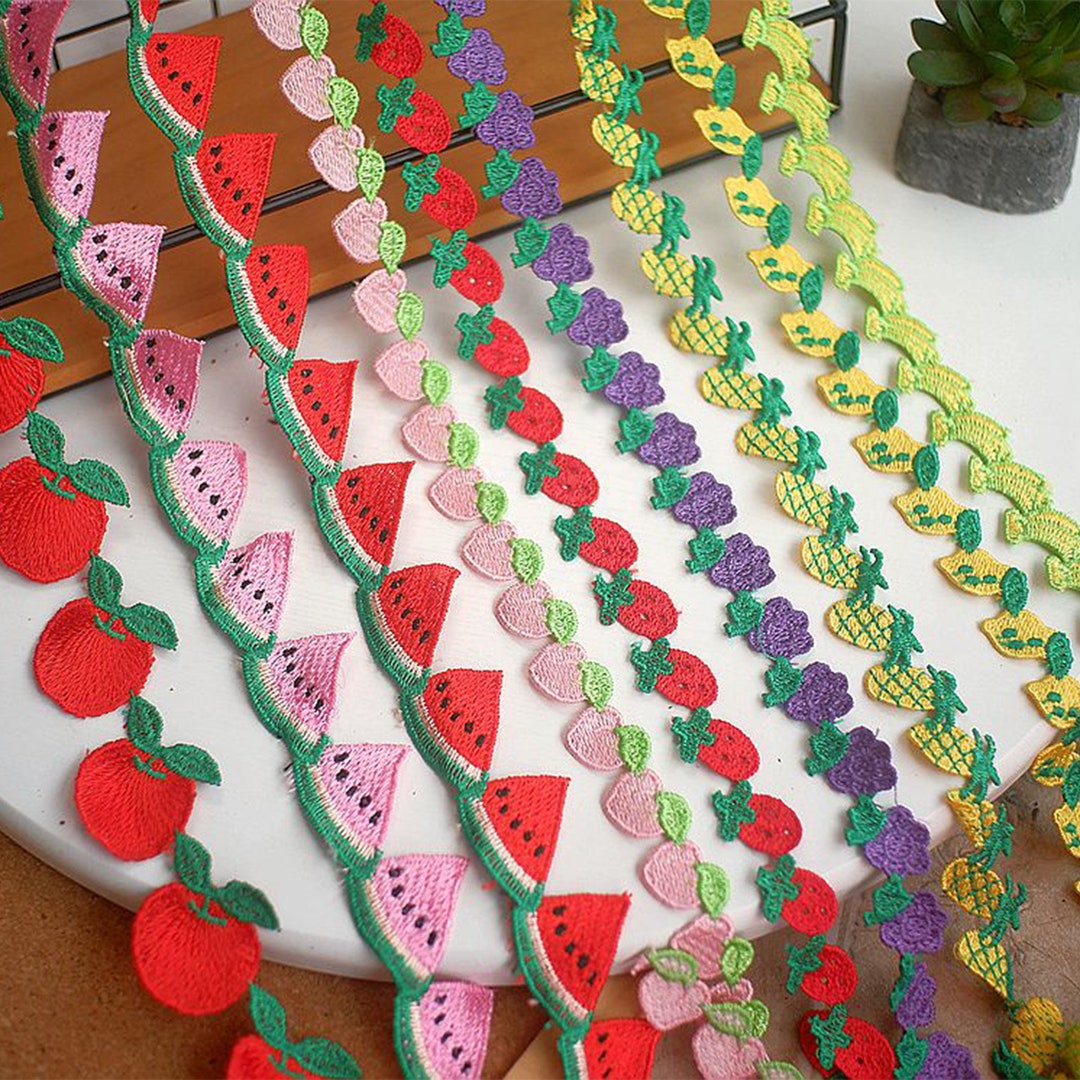 Embroidery Fruits Banana Strawberry Watermelon Pineapple Apple Crochet ...