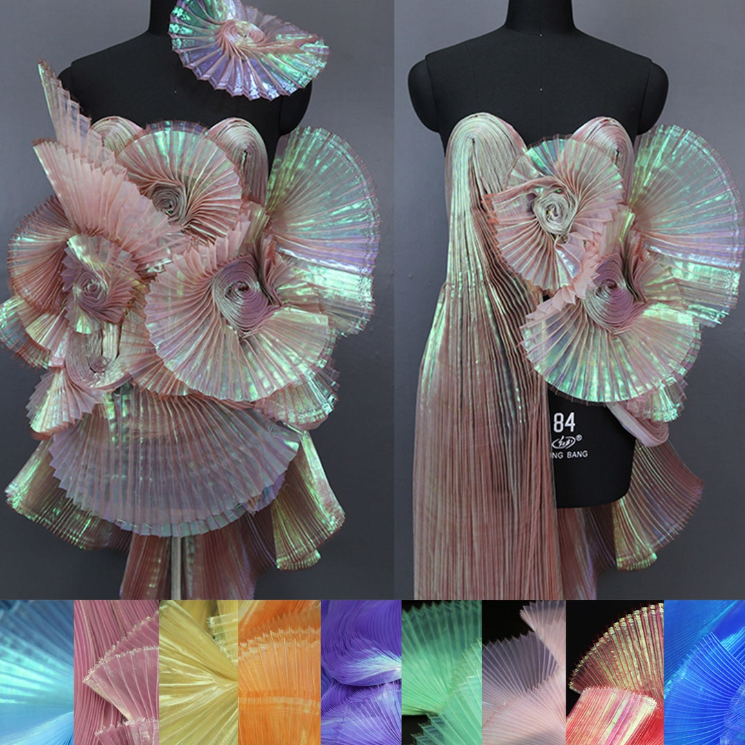 Mermaid Pleated Organza Tulle Fabric, 16 Colors Designer Fabric ...
