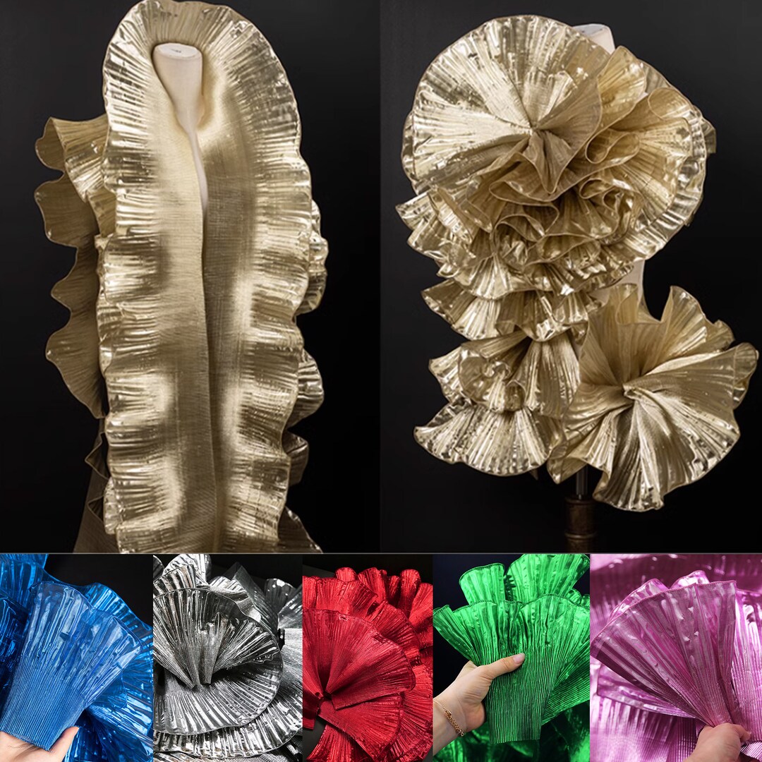 24 Colors Metallic Luster Lace,3d Pleated Folds Ruffle Organza Trim ...