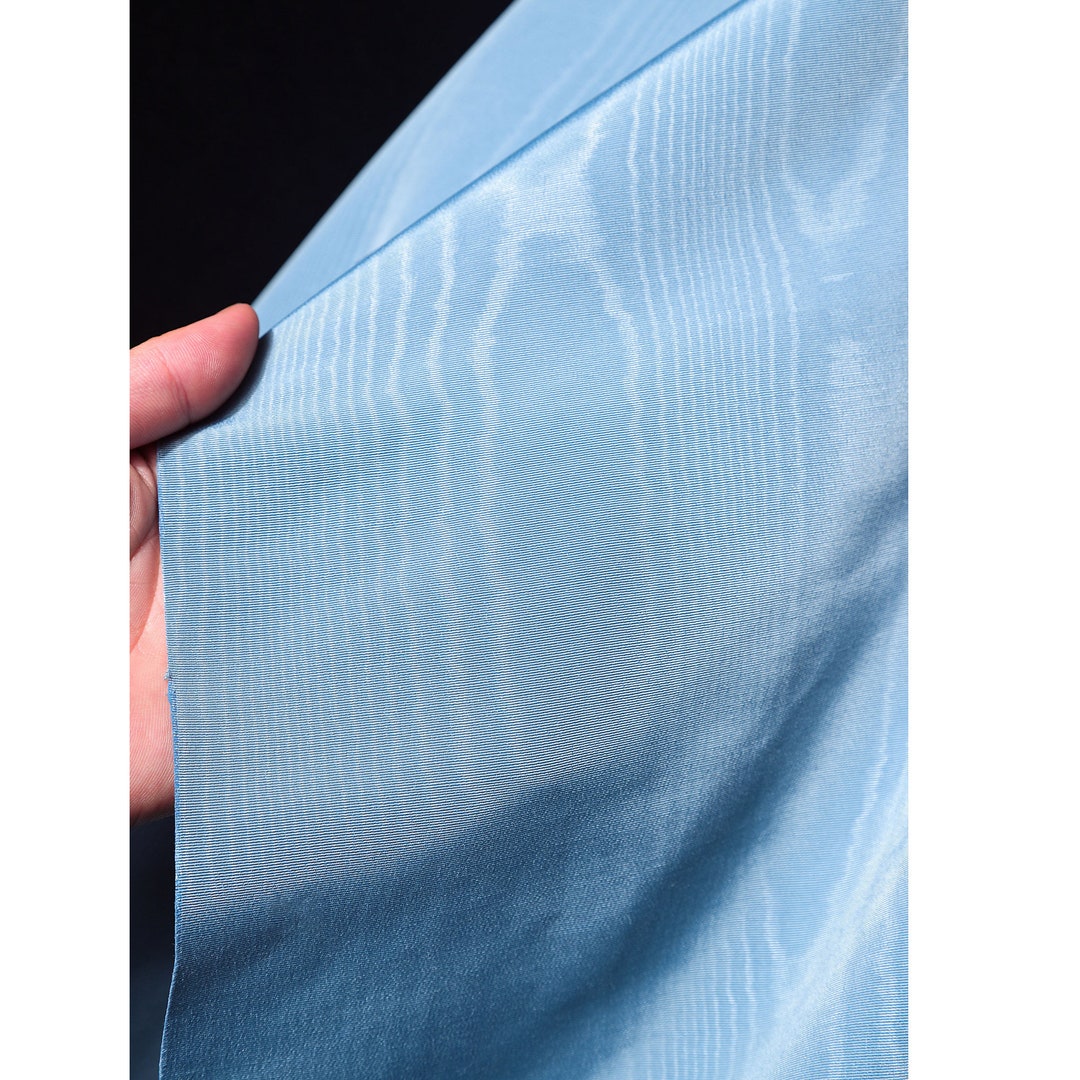 Luxury Blue Moire Jacquard Fabric Drapery Reflective Wave Texture ...