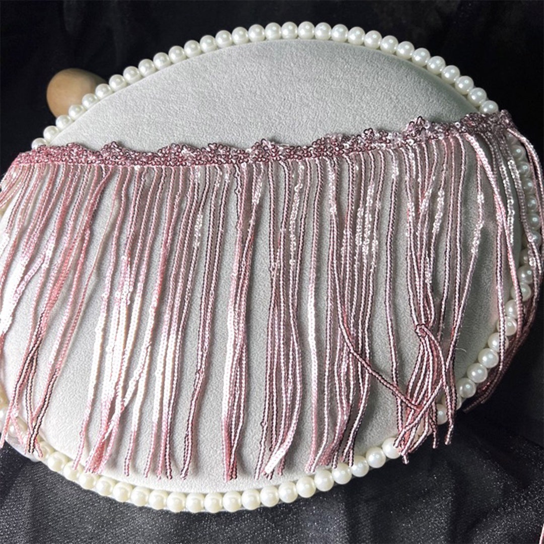 Silver Sequin Tassel Fringe Fringing Trim 17cm Drop Shiny Fabric for ...
