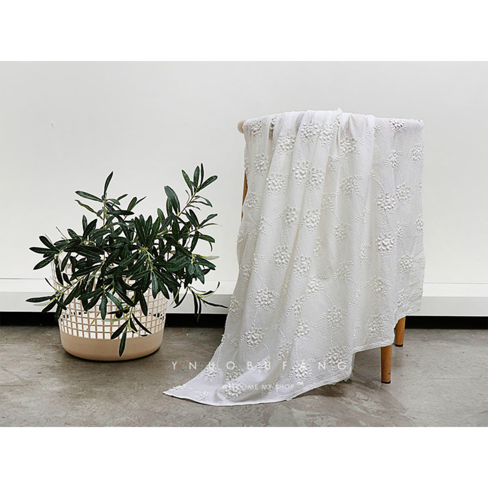 100% Cotton Fabric off White 3D Floral Embroidered Boho - Etsy