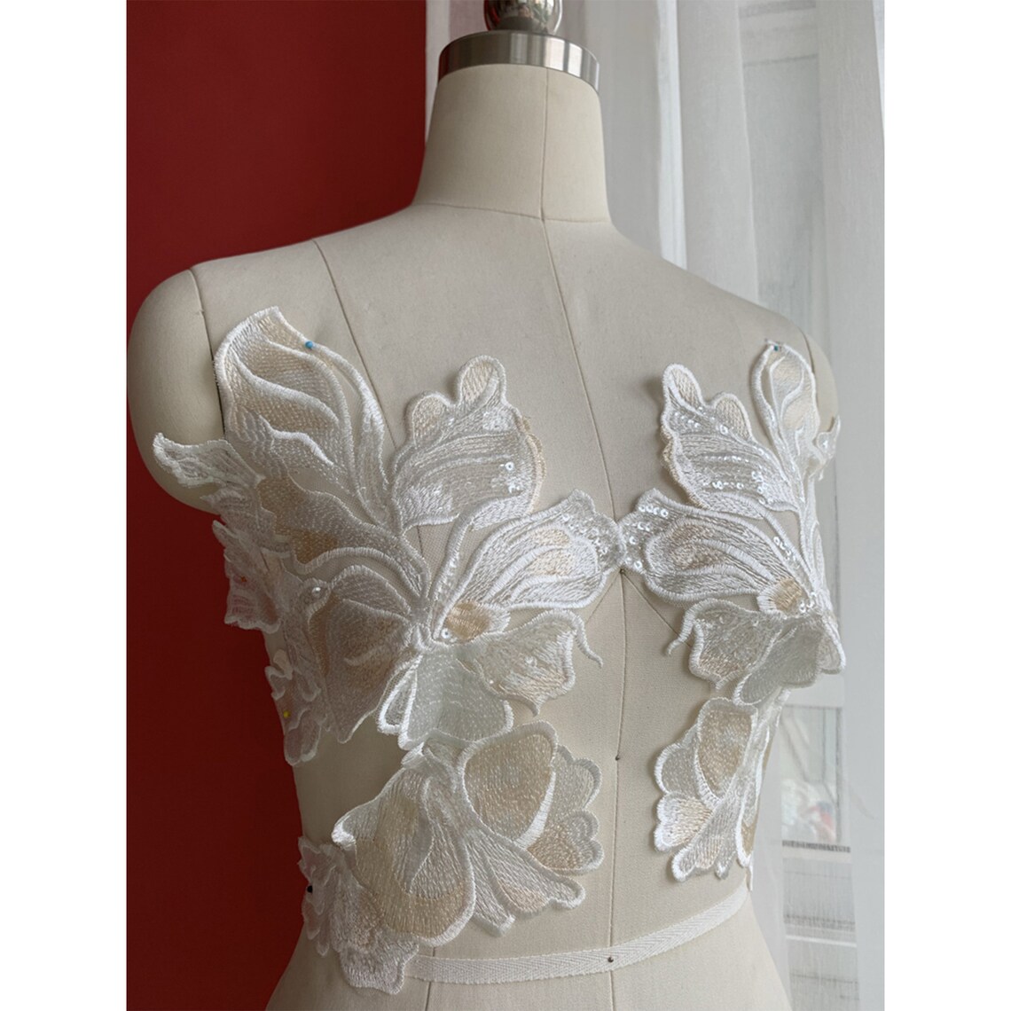 Flower Leaf Lace Applique Embroidery Bodice Applique for Altering Super ...