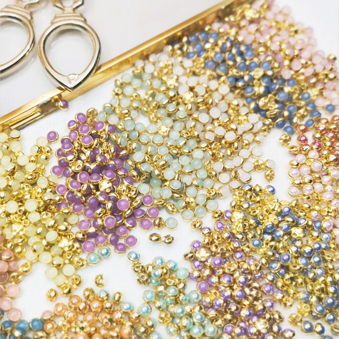 4mm Gold Color Base Pearl Button,in 15colors,tiny Doll Sewing Craft ...