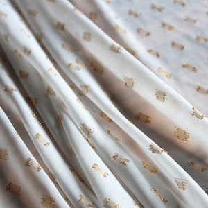 Shimmery Lurex Gold Metallic Chiffon Fabric Transparent Drapery Chiffon ...