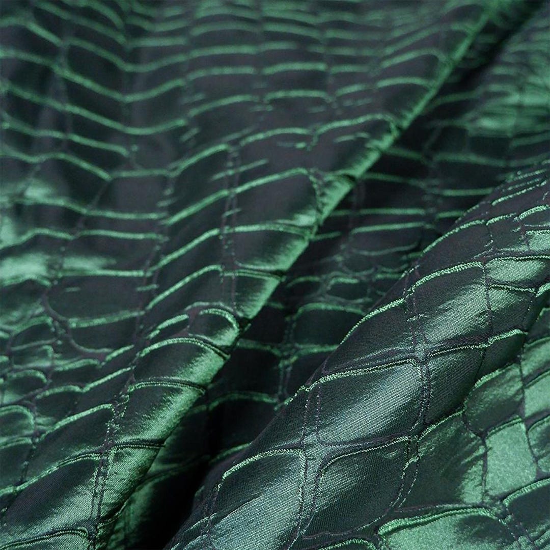 Green Alligator Print Jacquard Brocaded Fabrics,crocodile Print Design ...