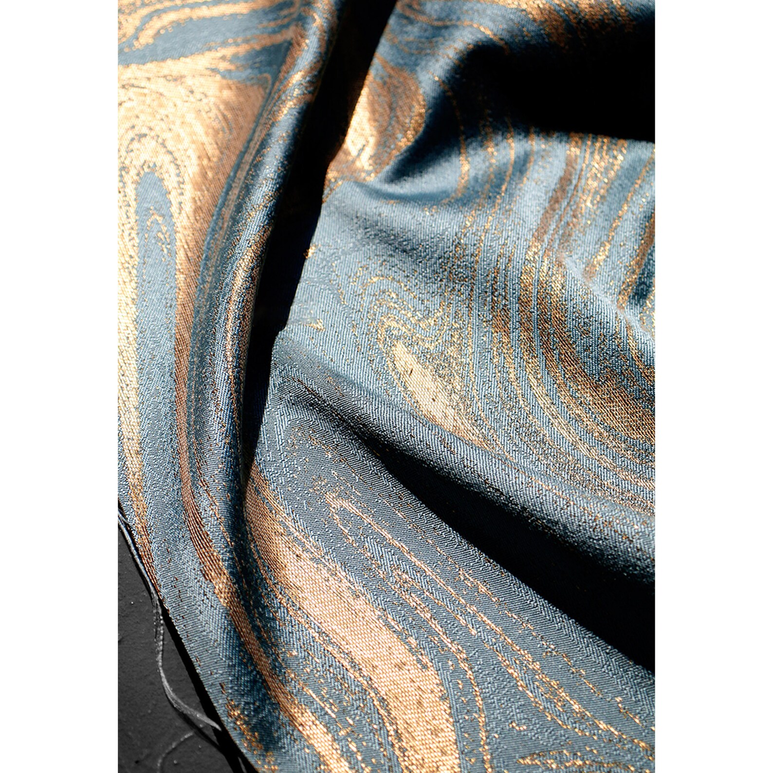 Shimmery Luxury Black/blue Marbling Jacquard Fabric,glossy Molten Rock ...