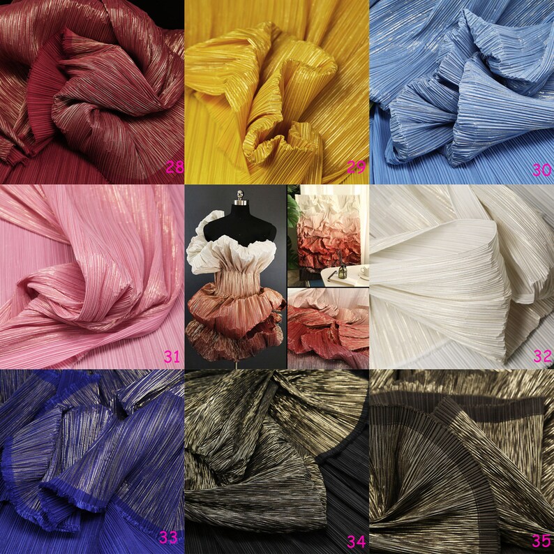 35 Colors Gradient Pleated Craft Design Fabric Stiffen Plisse - Etsy