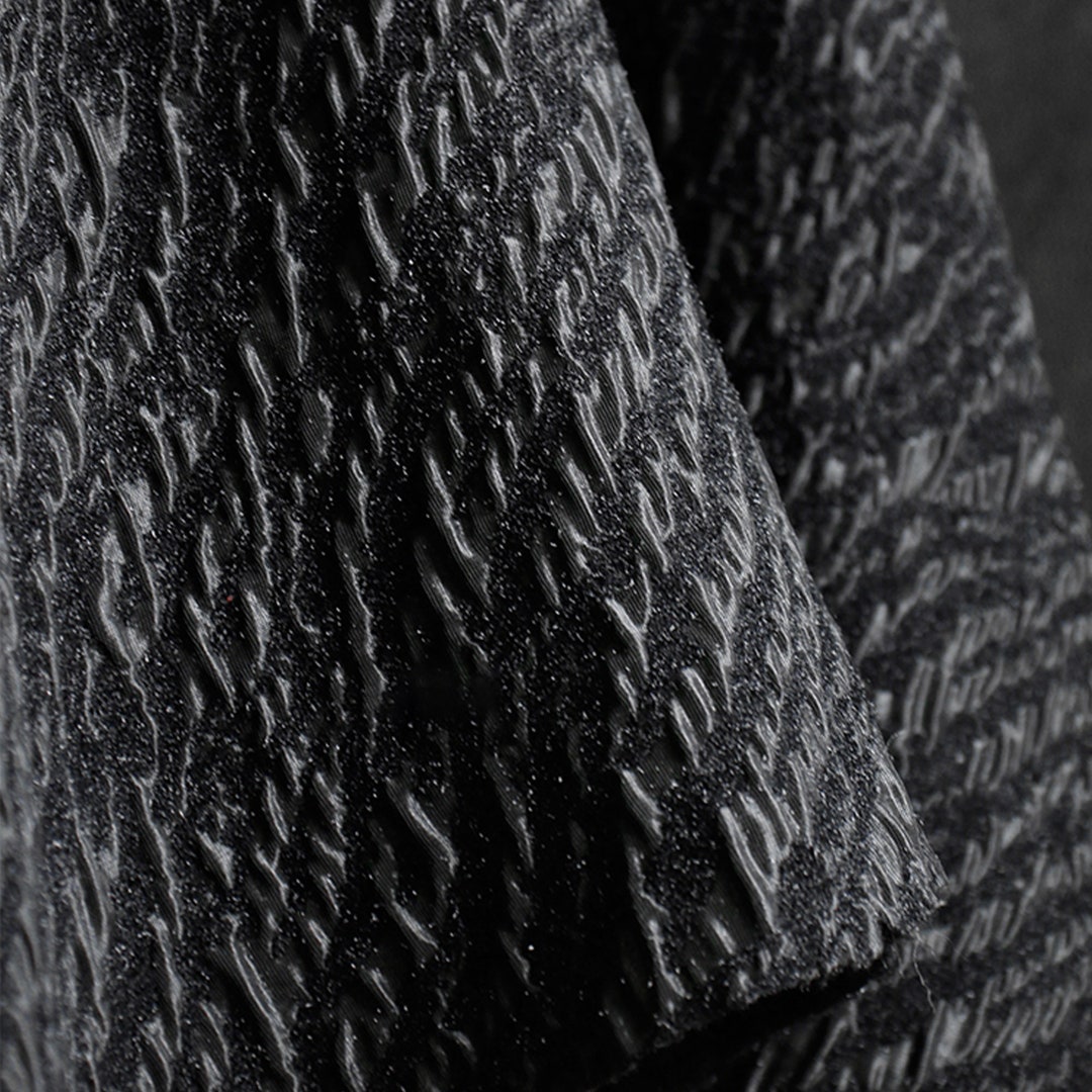 Glossy Balck Jacquard Brocaded Fabrics ,wave Wrinkled Textured Fabric ...