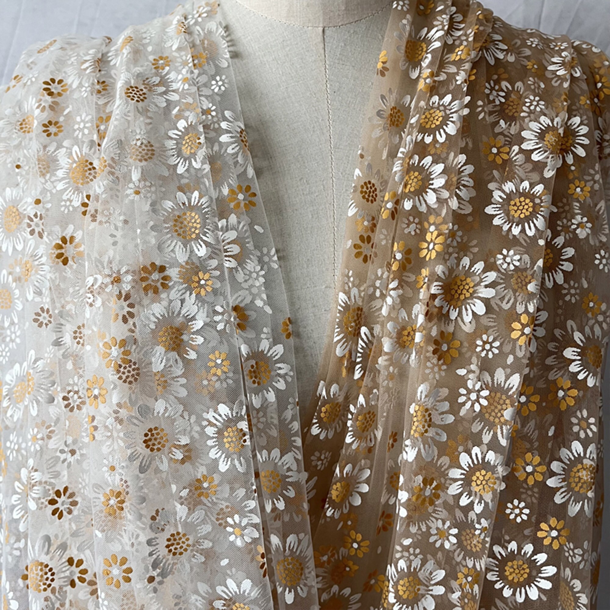 Daisy Sunflower Soft Tulle Gorgeours Lace Fabric Floral Daisy Tulle ...