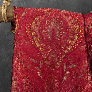 Red Medieval Jacquard Brocaded Fabrics,3d Irregular Fabrics,dust Coat ...