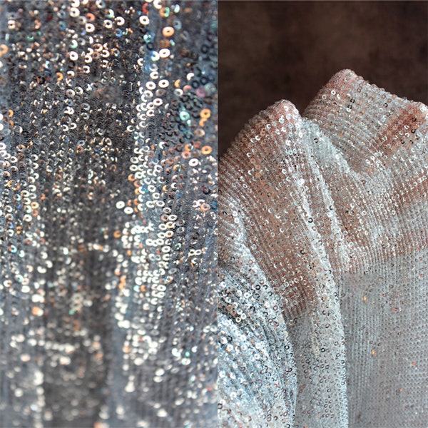 Silver Sequin Fabric - Etsy