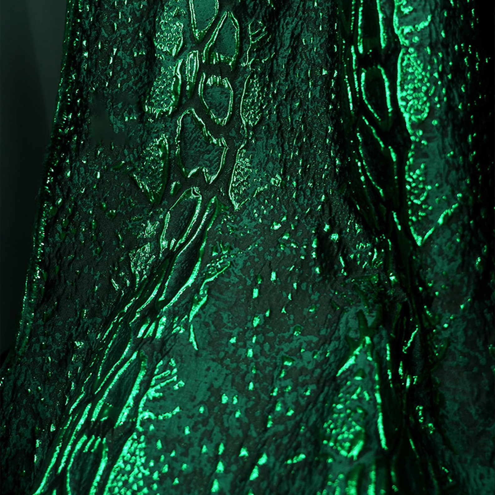 Green Dragon Fossil Texture Jacquard Brocade Fabric,crocs Skin Designer ...