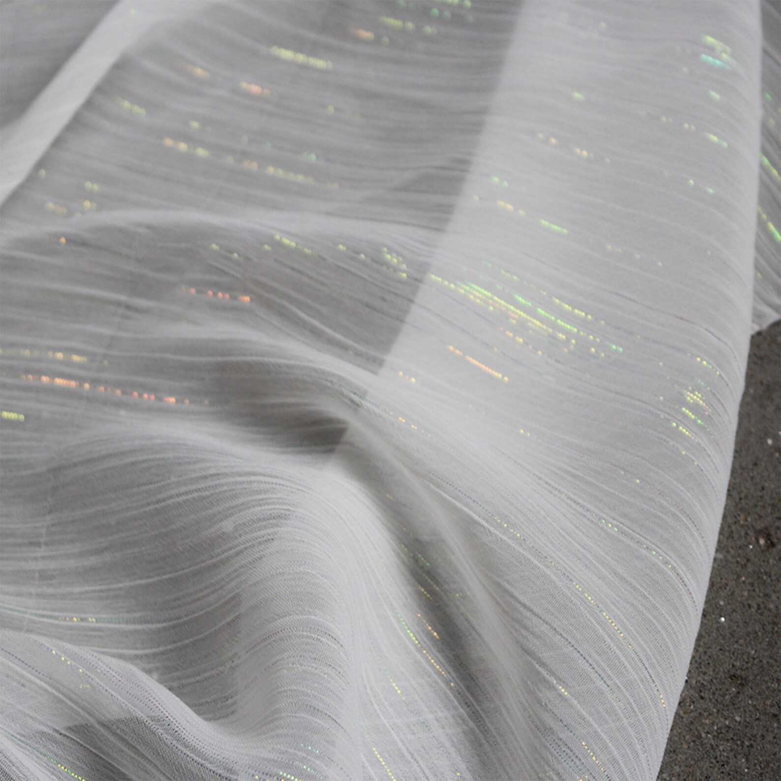 White Silk Chiffon Metallic Striped Designer Fabric Luxury Gold ...