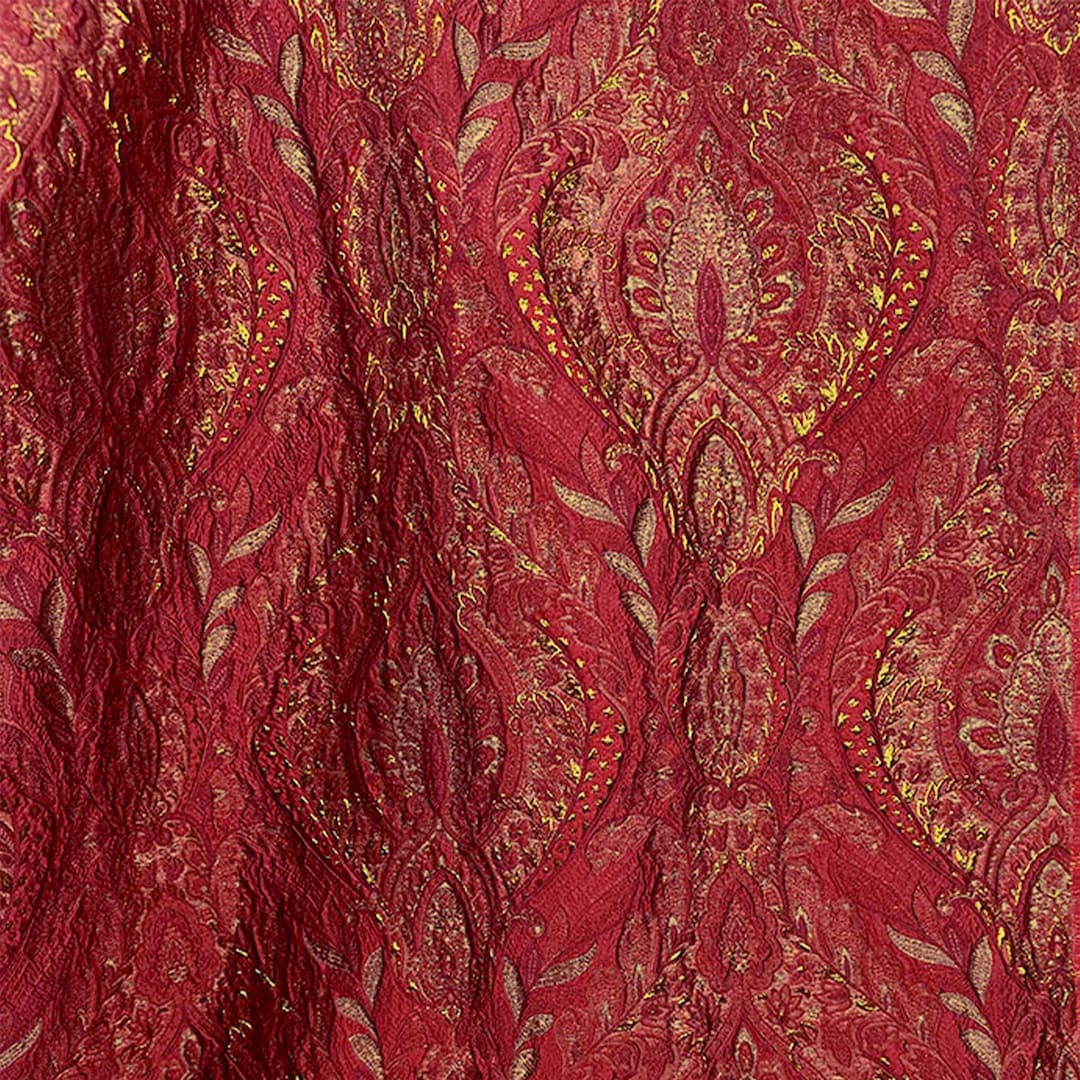 Red Medieval Jacquard Brocaded Fabrics,3d Irregular Fabrics,dust Coat ...