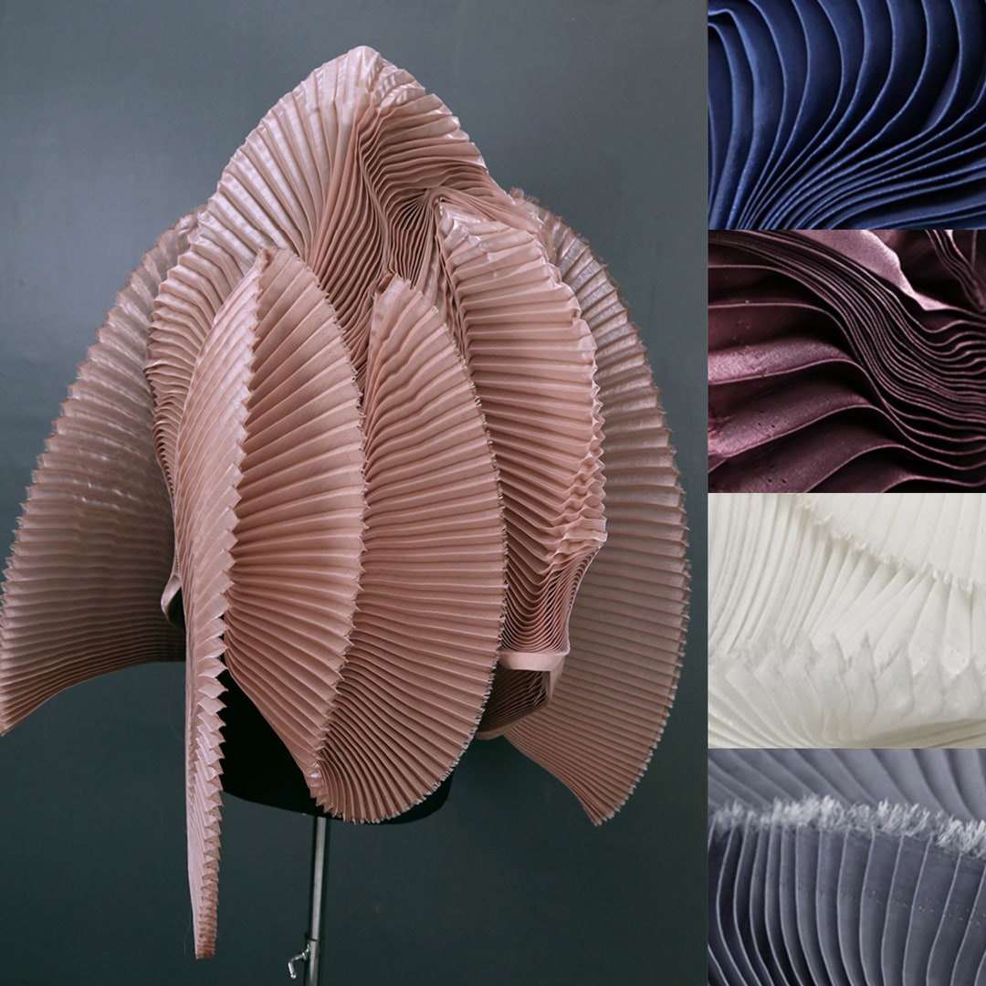 5 Colors Stripe Pleated Crystal Organza Fabric Wrinkle Crumple ...