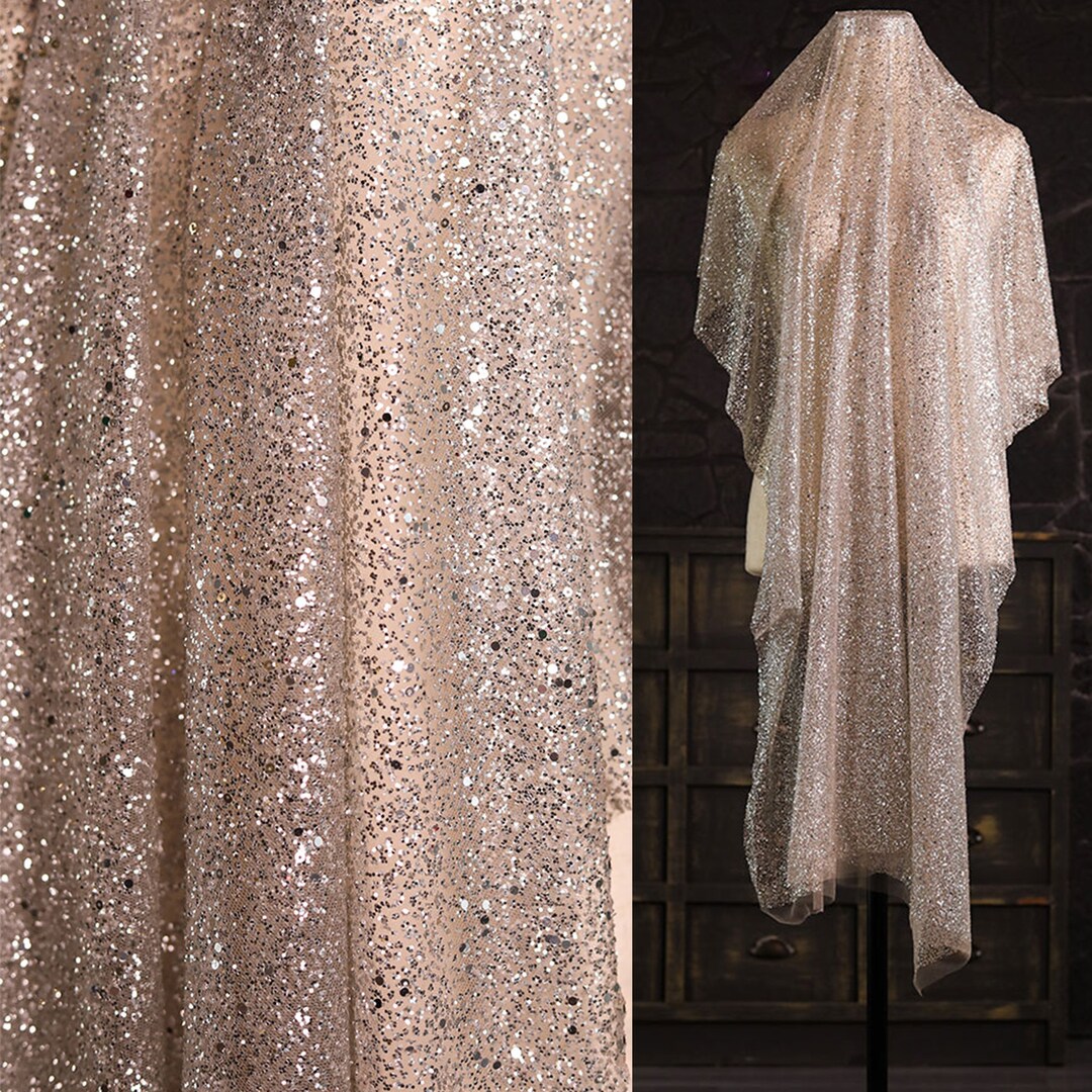 Luxury Apricot Lace,shiny Mesh Fabric,gilding Fabric,fashion Clothing ...
