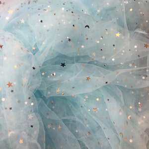 10 Colors Star Moon Tulle Fabric,shiny Sequin Stars Mesh Lace Fabric ...
