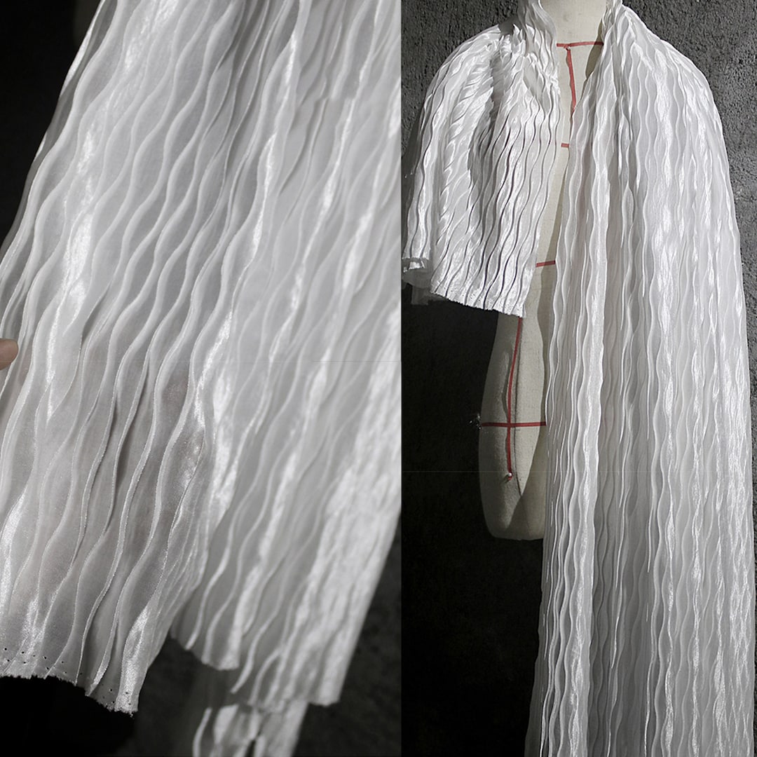 Shimmery Wrinkled Silk Fabric Pleated Wave Satin - Etsy