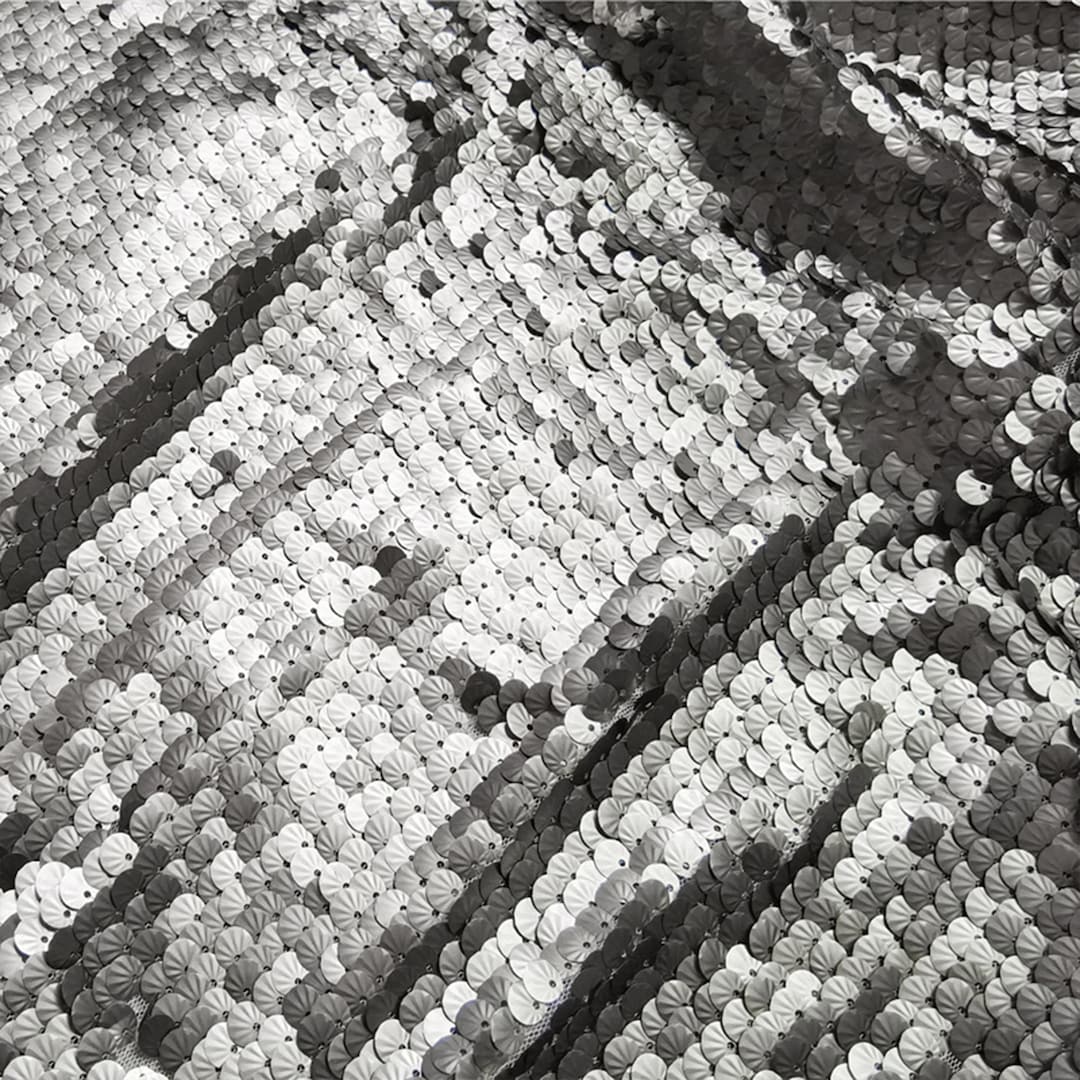 Metallic Silver 9mm Scale Embroidery Mesh Sequin Fabric Desinger Fabric ...