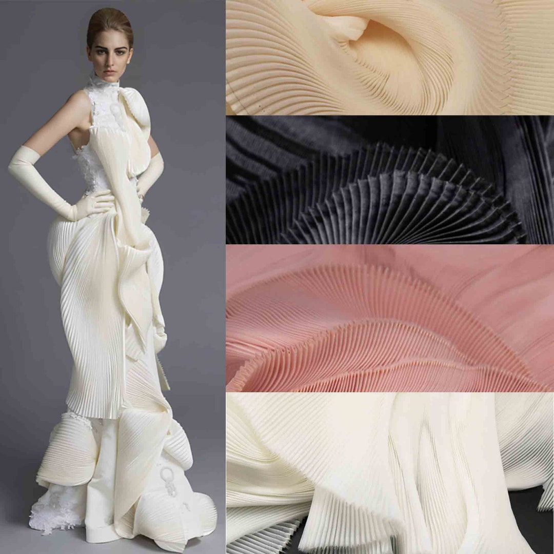 White Pleated Texture Fabric Fold Wrinkle Crumple Accordion Girl Dress ...