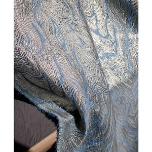 Green 3D Ocean Waves Silk Rayon Jacquard Brocade Fabric, Designer ...