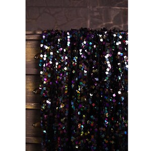 Black Laser 15mm Square Sparkle Sequin Fabric Shimmer Scale Fabric ...