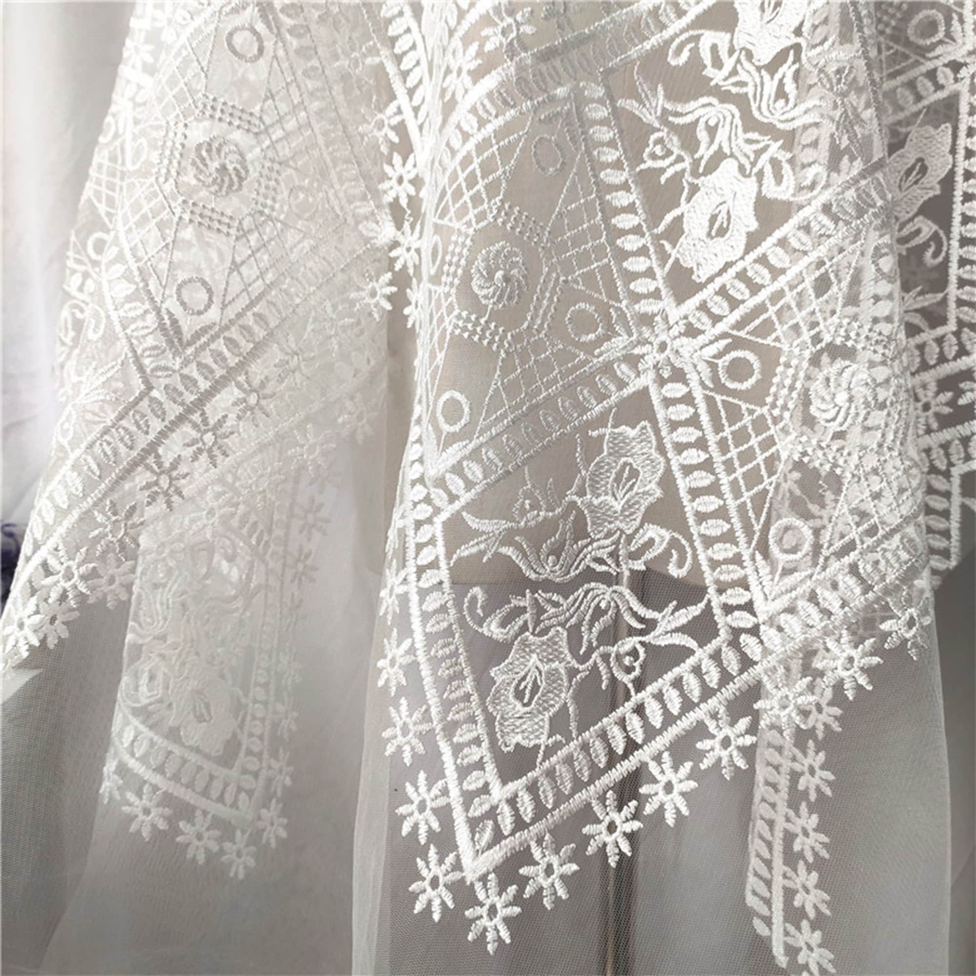 Geometric Lace Fabric White Exquisite Embroidery Floral Gothic - Etsy