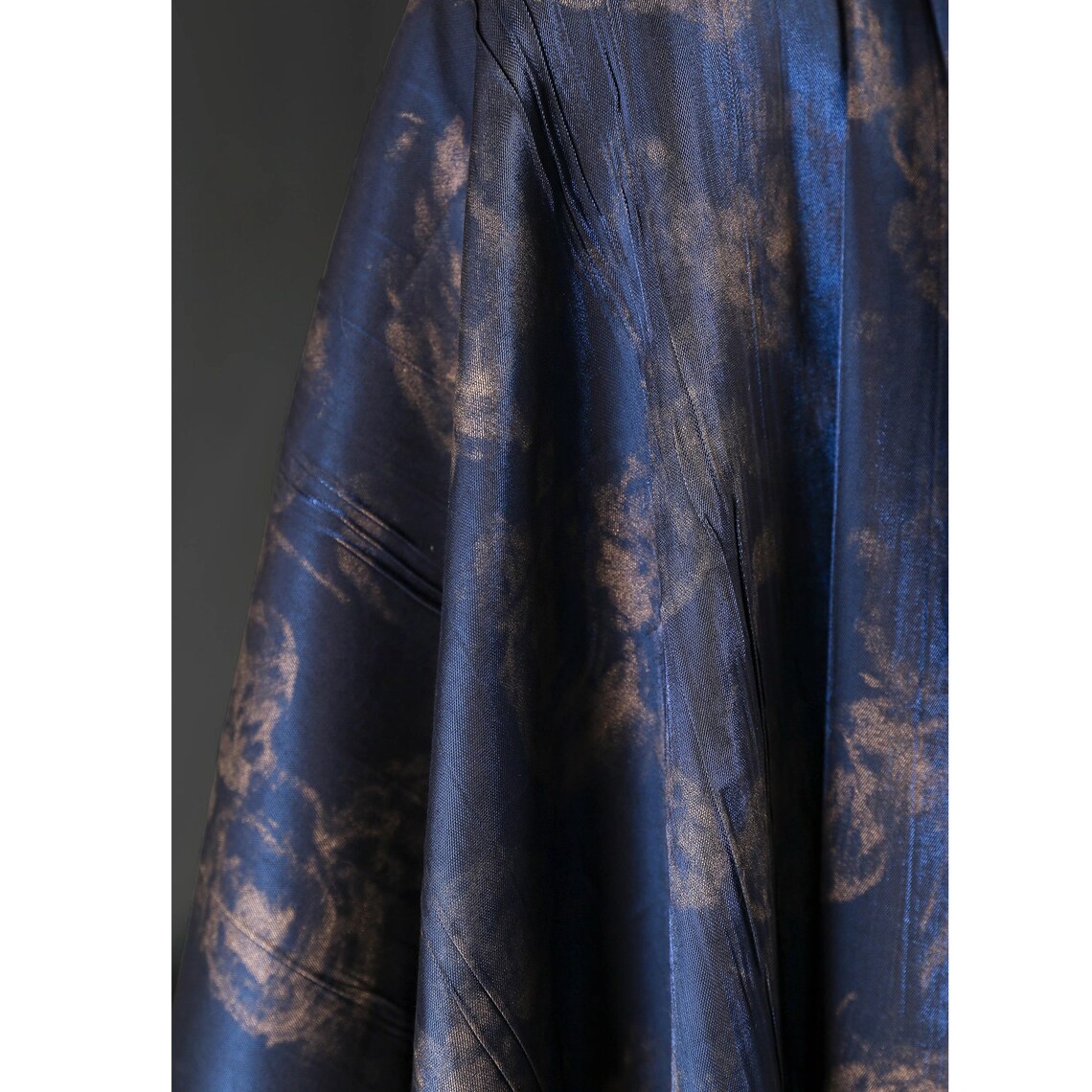 Sapphire Blue Gilding Rose Wrinkled Satin Fabric,cotton Fabric,soft and ...