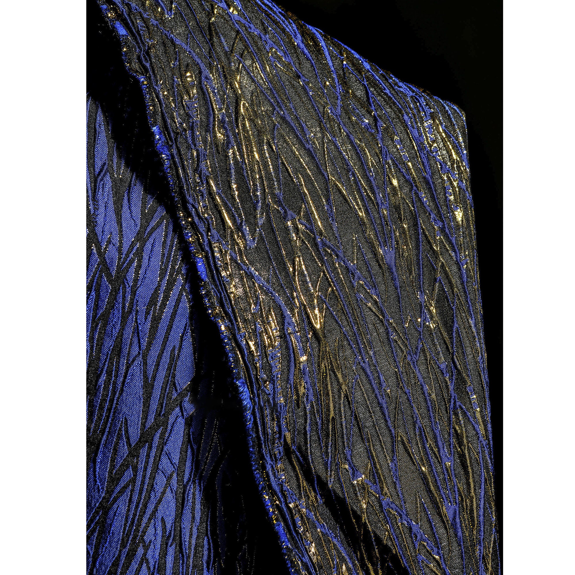 Blau goldener Jacquard Brokat Stoff, Designer Stoff für Kleider, Röcke ...