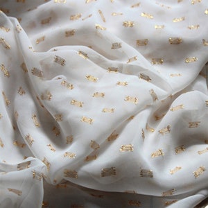 Shimmery Lurex Gold Metallic Chiffon Fabric Transparent Drapery Chiffon ...
