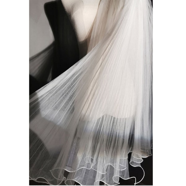 Blue Pleated Tulle Fabric Magic Color Laser Plisse Fabric Accordion ...
