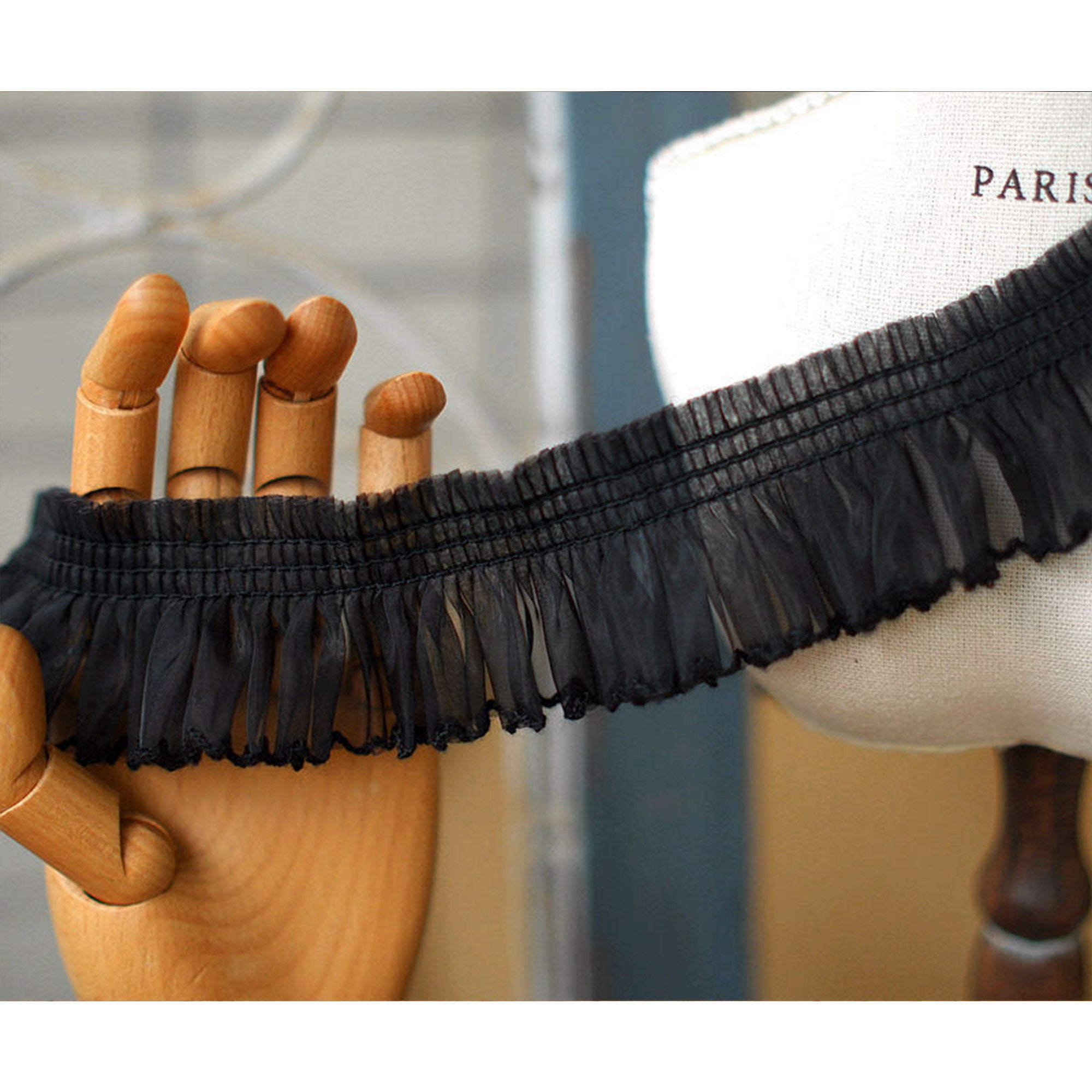 White Organza Pleated Ruffle Elastic Lace Trim Chiffon Ruffle - Etsy