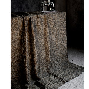 Bronze Jacquard Brocaded Fabrics, Embossed Rose Floral , 3D Irregular ...