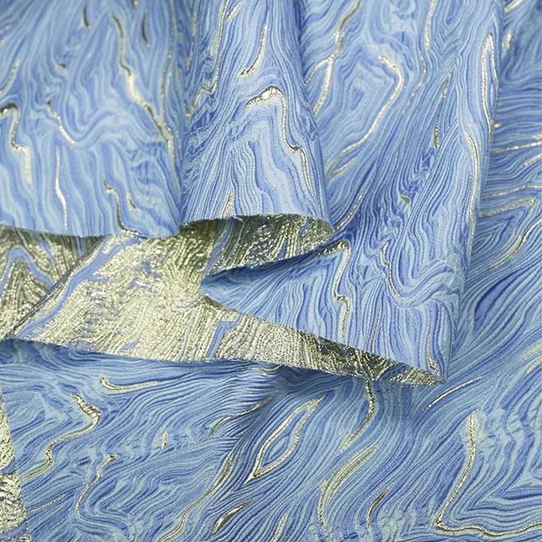 Chinese 3D Ocean Waves Silk Rayon Jacquard Brocade Fabric, Designer ...