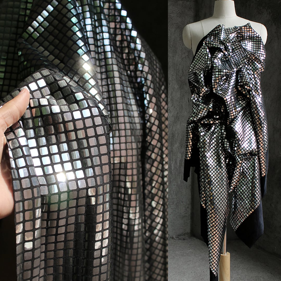 Silver Hologram 8mm Square Sparkle Sequins Fabric for Sewing Costumes ...