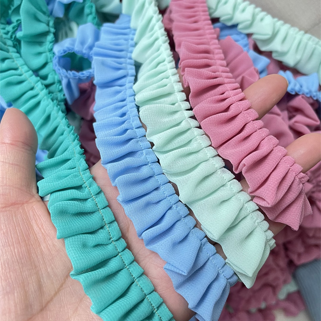 9 Colors Chiffon Fabric Pleated Lace Trims Prom Dress Trims,ruffled ...